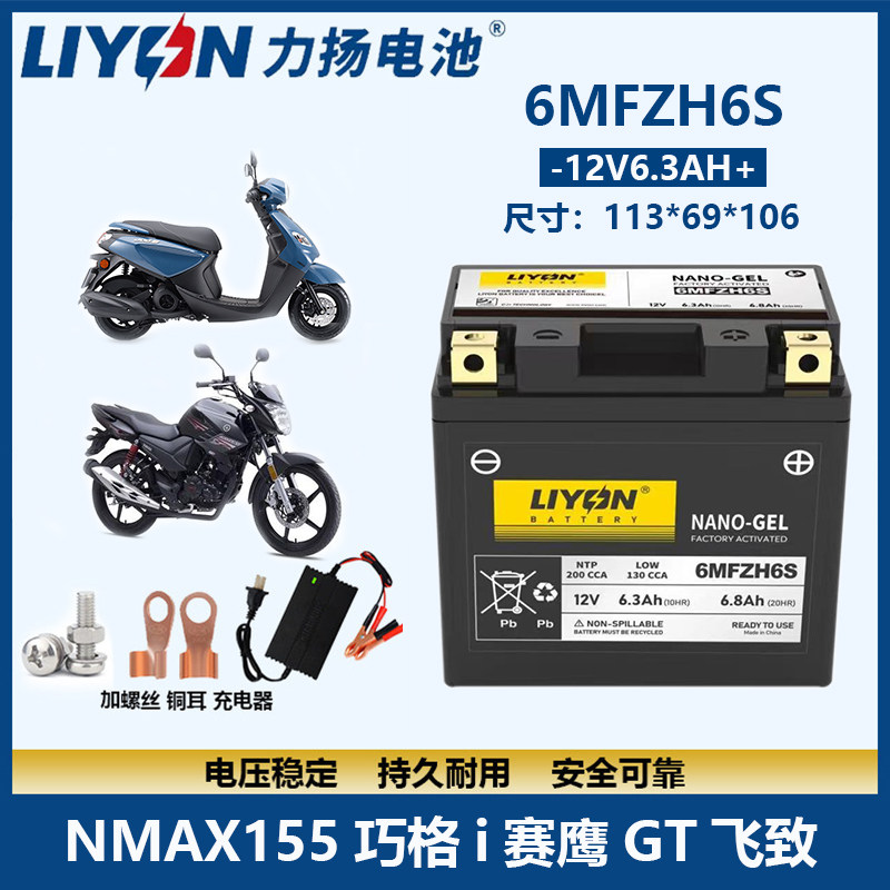 摩托车电瓶12V通用雅马哈巧格i/NMAX150福喜AS赛鹰GT旭鹰福颖电池