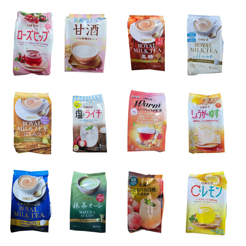 日本本土版日东白桃荔枝青提抹茶味奶茶水果味冲饮饮料粉末