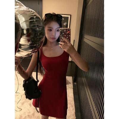 贝胸垫一体式身张显瘦贝DI34长短洋装女百搭修吊带裙