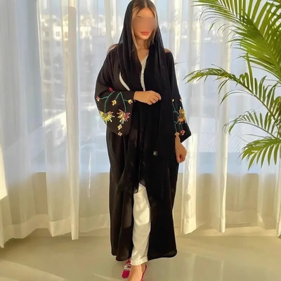 F441外贸跨境迪拜阿拉伯刺绣绣花长袍时尚外穿Abaya长袍