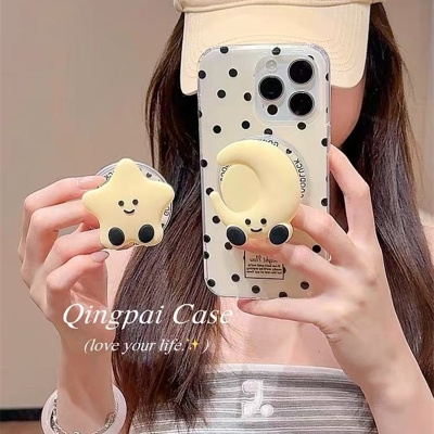 适用vivoy78y35y36y37手机壳y52s黑波点y53s星星月亮磁吸支架y55t时尚y73s网红y76s超火y85y93y70s女z6z5u3x