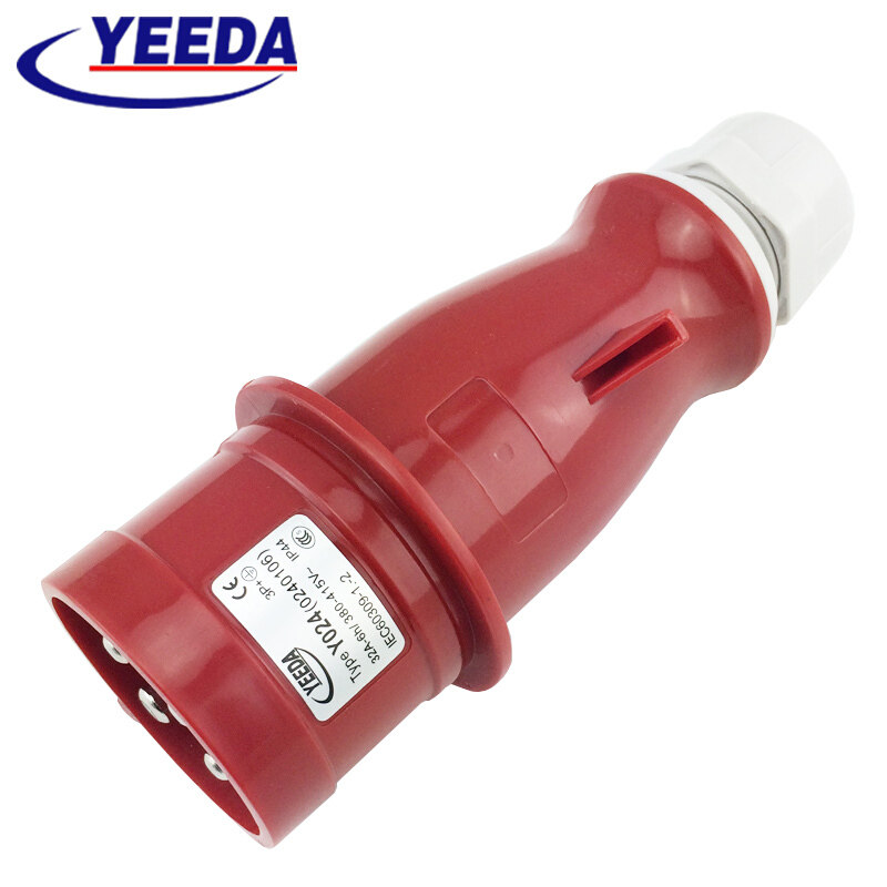 YEEDA怡达32A工业连接器防水工业插头插座 IP44 3P+E(三相四芯)_虎窝淘