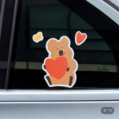 韩国代Dinotaeng柿子椒熊汽车可爱贴画贴纸个性创意贴遮痕