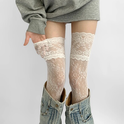 1/3pairs Women Flower Lace Fishnet Thigh High Stockings Wom
