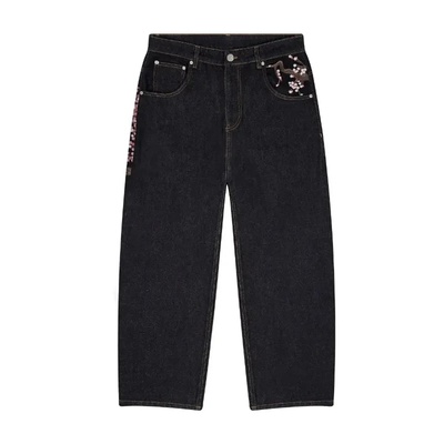Y2K Baggy jeans Cherry Blossom Selvedge Embroidery Denim Pa