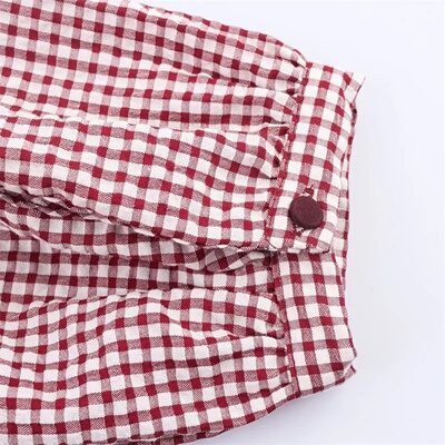 Women's Shirt Fall 2025 New Red Check Long Sleeve Stacked D