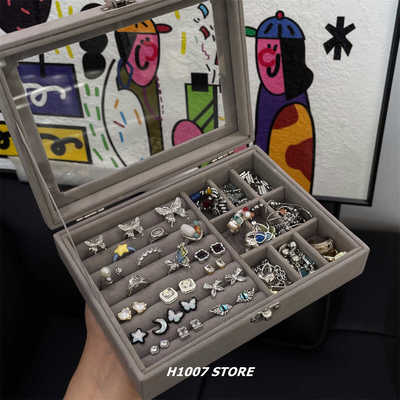 大容量 饰品首饰收纳盒旅行便携项链戒指耳环盒男女防氧化饰品盒