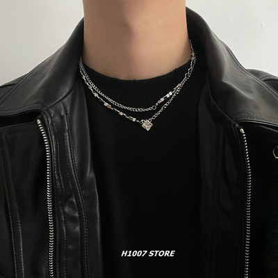 银色双层拼接女项链高级感小众