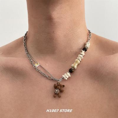 秋冬陶瓷串珠小熊拼接项链