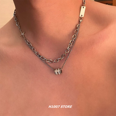 双层芒星小蛮腰锁骨链男生冷淡风女款项链嘻哈小众设计高级感饰品