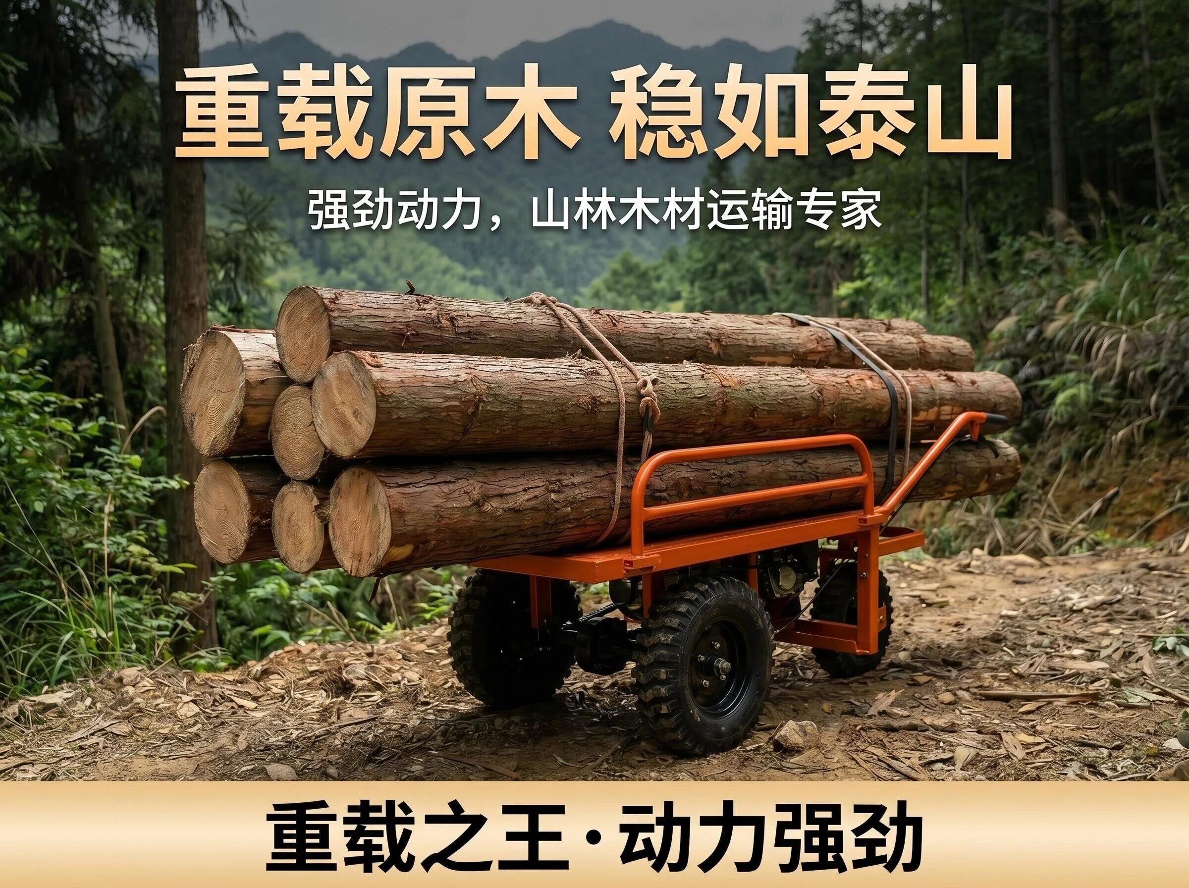 轻便鸡公车爬山大马力电动手推车三轮车爬坡双轮平板车果园运输车