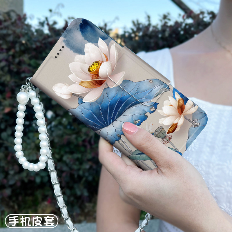 oppok1手机保护套k3链条皮套k5全包手提防摔翻盖支撑软壳硅胶潮牌tpu软胶中国风简约磨砂珍珠链彩绘皮质极简_虎窝淘