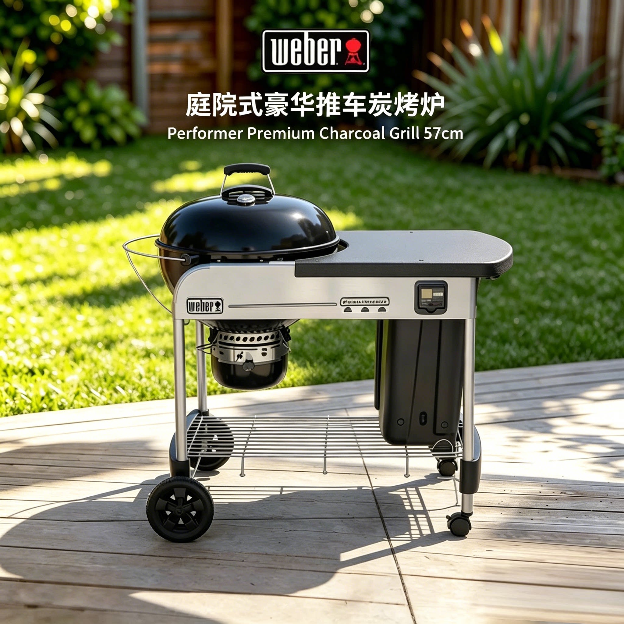 Weber威焙进口庭院烧烤车家用低烟碳烤架子户外别墅5人以上焖烤炉