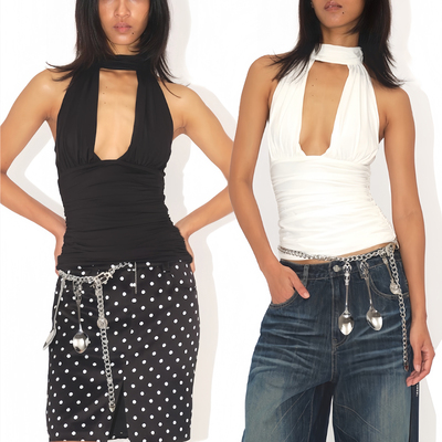 Undulate.Co缩褶挂脖无袖上衣