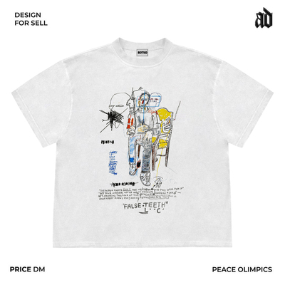 Mottled斑驳 只做美式复古重磅 抽象派涂鸦巴斯奎特basquiat短袖