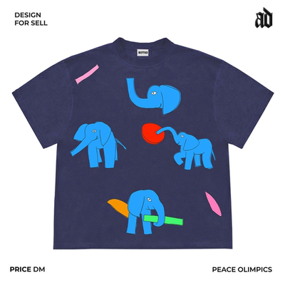 只做性价比好物！蓝象嬉戏插画圆领T恤 萌趣清新简约舒适夏日精选