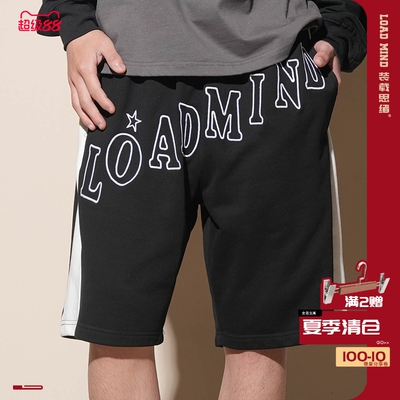 LDMD刺绣短裤男夏季薄款潮牌美式高街宽松休闲复古抽绳五分裤纯棉