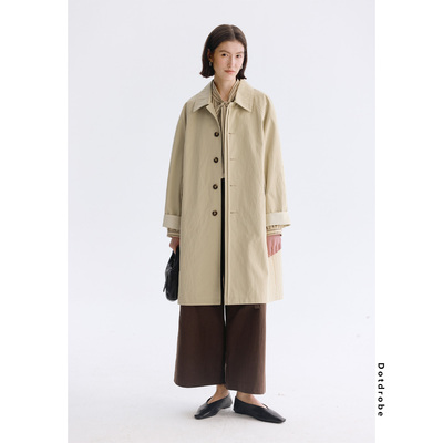 多着双层门襟后叠叉极简中长风衣