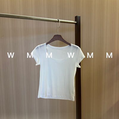 WMM匹马棉必入私服大U领短袖T恤女新款休闲百搭时尚舒适简约爆款