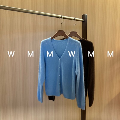 WMM超美拉毛V领羊毛羊绒针织开衫女新款休闲百搭时尚舒适简约气质