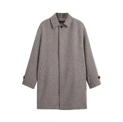秋冬新款男士千鸟格中长款大衣