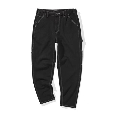 （鸟）冬季男士加绒厚款锥形牛仔裤保暖松紧腰工装休闲裤P4E32/K3