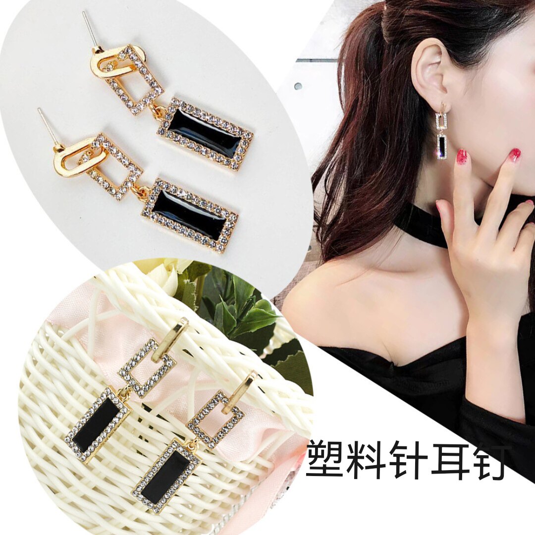 防过敏塑料针气质高级感小众耳环女网红新款潮显脸瘦耳钉时尚耳饰