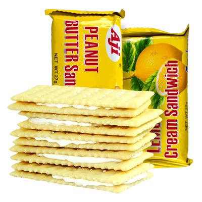 AJI夹心苏打饼干柠檬味270g办公室芝士味零食品夹心梳打饼小吃