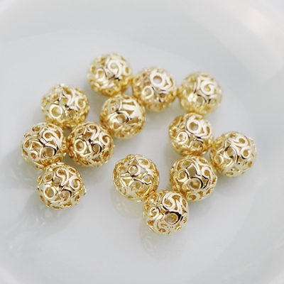 diy真金镂空手链耳环饰品珠子