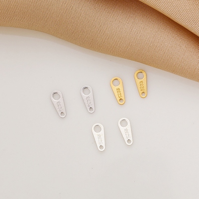 S925纯银素银电镀白金双孔扣片