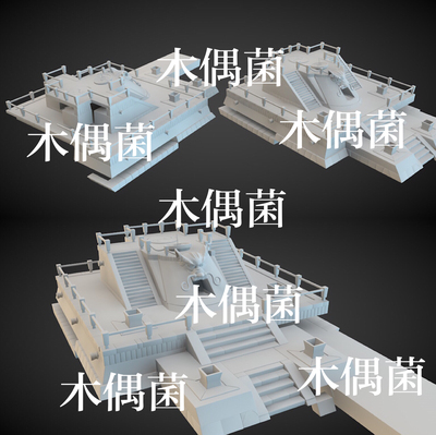 maya c4d fbx obj格式观象台石台太极八卦建筑文件 非实物C397