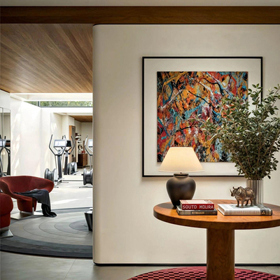 彩色波洛克线线条创意客厅玄关装饰画画正方形现代趣味酒店民宿壁