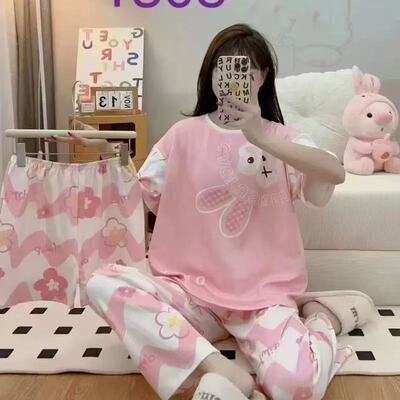 Middle Eastern Pajamas睡衣新款三件套女春夏秋冬睡衣卡通家居服