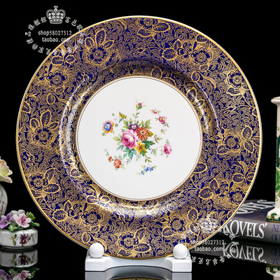 minton明顿手绘玫瑰立体瓷盘