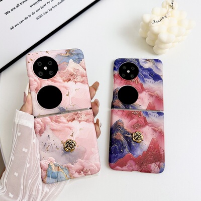 国风山水画适用小米mixflip手机壳Pocket2肤感华为nova flip荣耀magicv保护套oppofindn3flip原创小折叠屏女