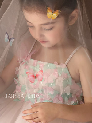 Jamiya女童连衣裙2026春夏儿童女孩蝴蝶仙女裙公主裙生日礼服纱裙