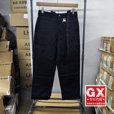 专柜正品DICKIES男士深蓝色纯棉时尚背带直筒休闲裤DK011019BLK1