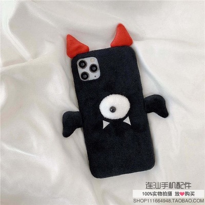 黑色耐脏小怪兽y77个性y78m/vivo y37/y36i毛绒秋冬男女款IQOO15/13/12/ z9x/z8x/IQOONEO11/10/9s pro手机壳