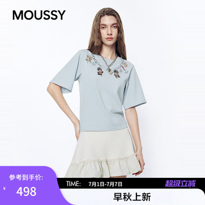 MOUSSY&Monchhichi合作款 2026夏季新品项链印花T恤028JSZ01-1002