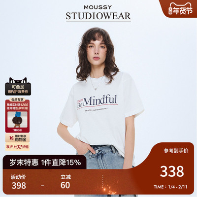 STUDIOWEAR x MOUSSY2025春季新品撞色字母短袖T恤028ISA90-1731
