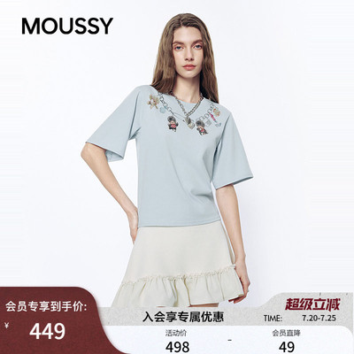 MOUSSY&Monchhichi合作款 2026夏季新品项链印花T恤028JSZ01-1002