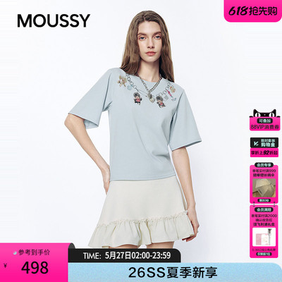 MOUSSY&Monchhichi合作款 2026夏季新品项链印花T恤028JSZ01-1002