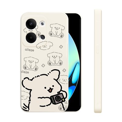 适用opporeno9手机壳新款Reno9pro液态硅胶软壳0pp0男女生reno9pro+镜头全包防摔pr0十保护套卡通可爱拍照狗