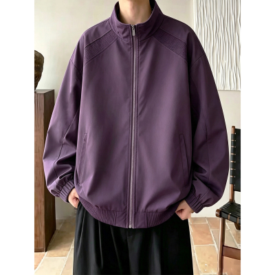 无头图 男式立领飞行夹克外套 紫色  JK26907/P30