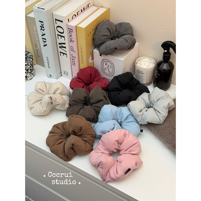 CCCRUI韩系蓬松饱满麂皮绒充棉发圈高级感气质大肠发圈扎丸子头绳