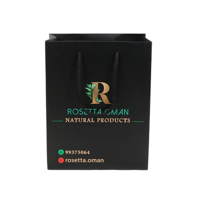 手提袋纸袋定制Upright Black Clear Crease Design Logo Hot Foi