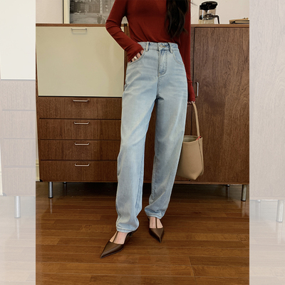 真丝牛仔镰刀裤  长腿助攻 舒适UP！高腰显瘦显腿长桑蚕丝休闲裤