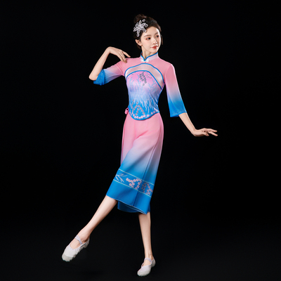 胶州秧歌服演出服女新款飘逸古典舞扇子舞广场舞表演服艺考服套装