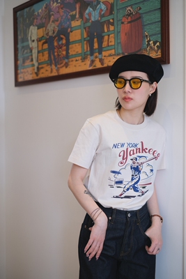 买梦想的奶奶new york洋基队美式棒球VTG乳白色短袖tee情侣装男女