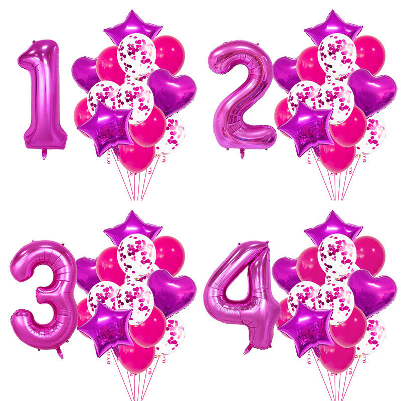 1-9数字气球套装 节日生日派对粉紫色 PT-ST-H556